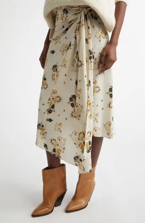 Isabel Marant Étoile Faniry Floral Asymmetrical Stretch Silk Midi Skirt