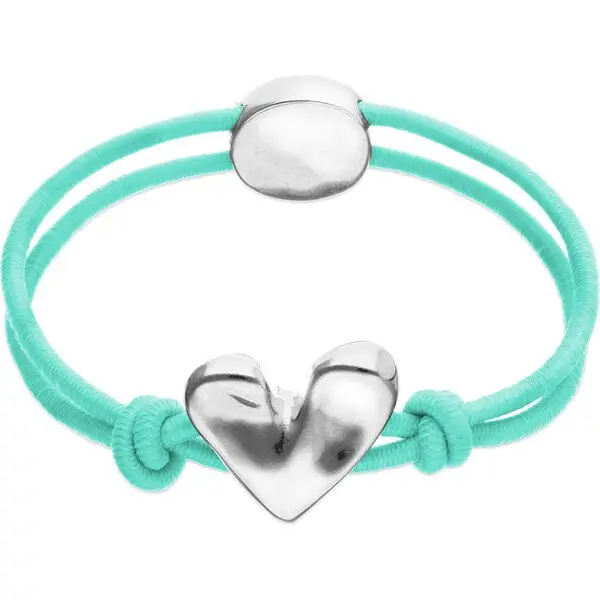 UNODE50 Turquoise Elastic Thread Bracelet With Sterling -plated Heart