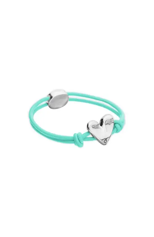 UNODE50 Turquoise Elastic Thread Bracelet With Sterling -plated Heart