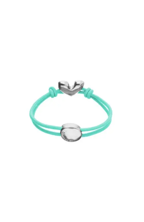 UNODE50 Turquoise Elastic Thread Bracelet With Sterling -plated Heart