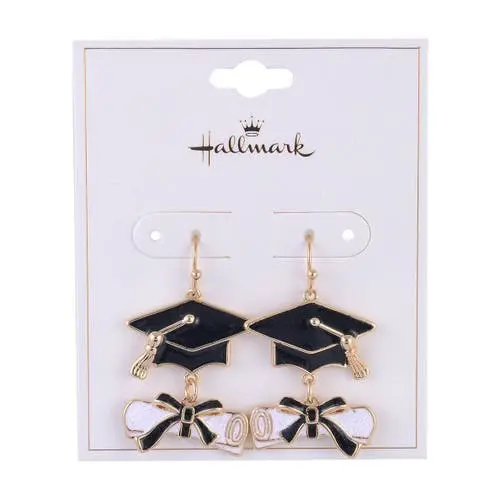 HALLMARK Graduation Cap And Diploma Charm Earrings