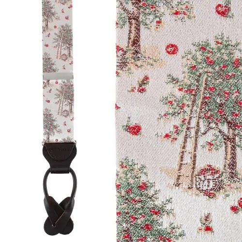 Trafalgar Fall Apple Orchard Silk Novelty Button End Suspenders