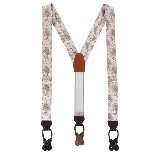Trafalgar Fall Apple Orchard Silk Novelty Button End Suspenders