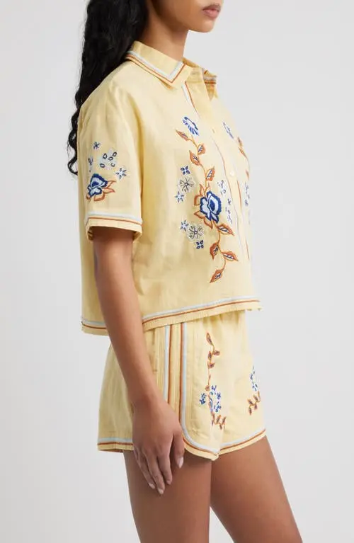 CLEOBELLA Wynona Floral Embroidered Cotton & Linen Top