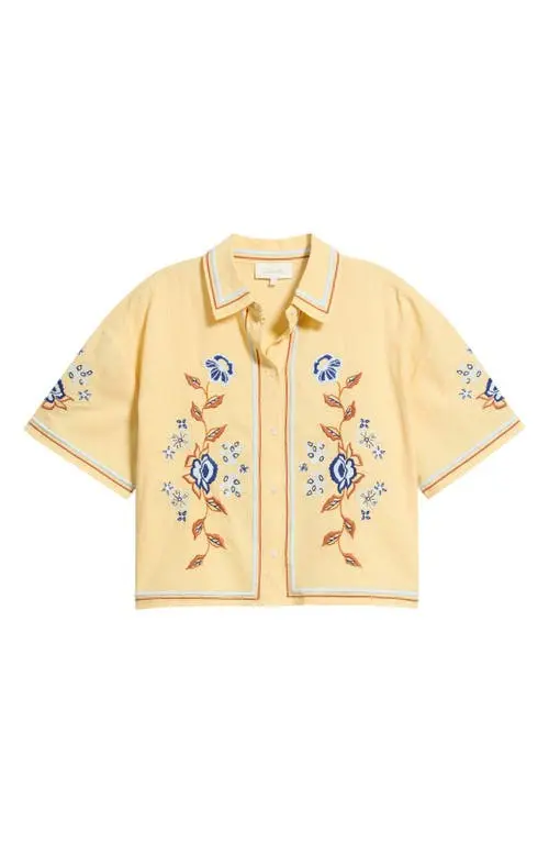 CLEOBELLA Wynona Floral Embroidered Cotton & Linen Top