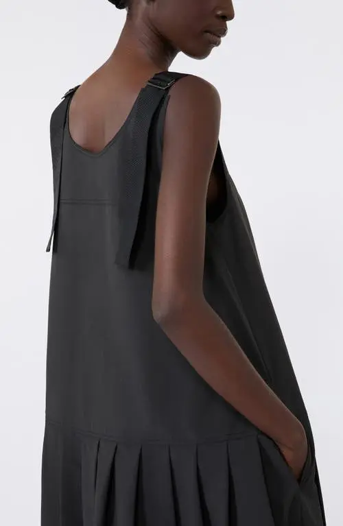 Max Mara Water Repellent Canvas Pleated Dress With Drawstring Hem
