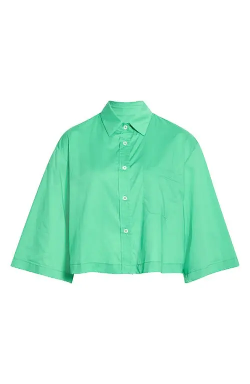 CISSA Cropped Cotton Button-up Shirt