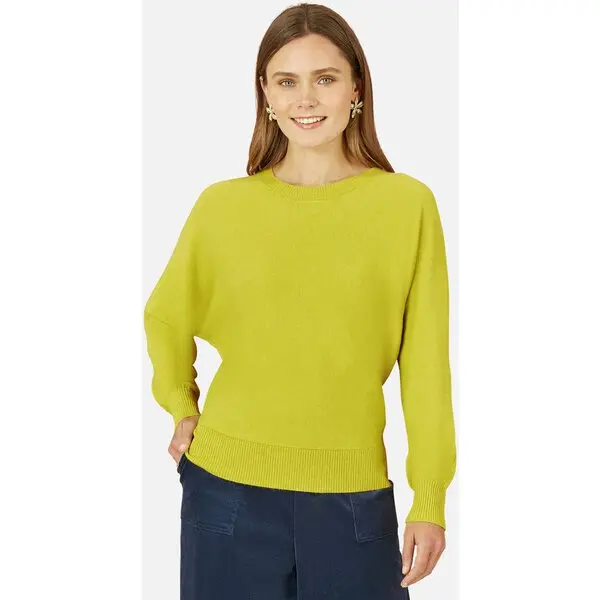 YUMI Knitted Batwing Jumper - Lime