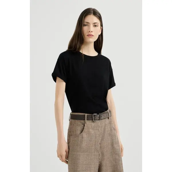 Brunello Cucinelli Sparkling Cashmere And Silk Lightweight Knit T-shirt - Black