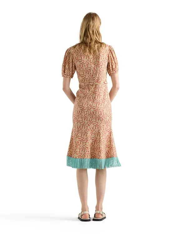 Prada Embroide Floral Print Sablé Dress
