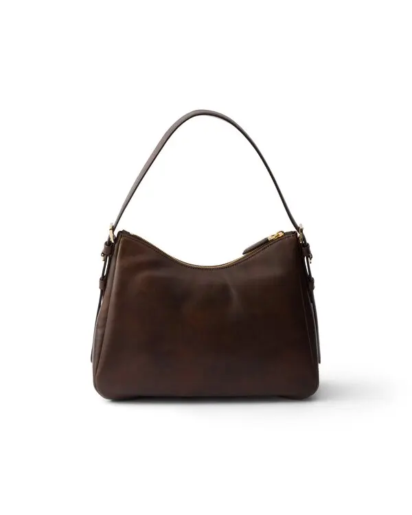 Prada Medium Leather Shoulder Bag - Brown