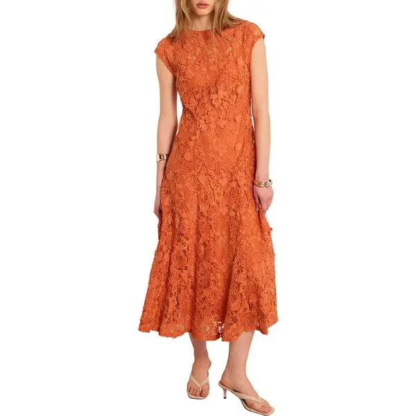 Mint Velvet Sleeveless Appliqué Lace Midi Dress