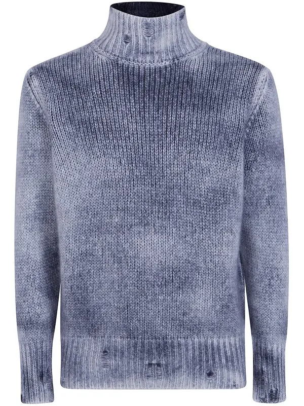 Avant Toi Hand-painted Cashmere And Silk High Neck Sweater - Gray