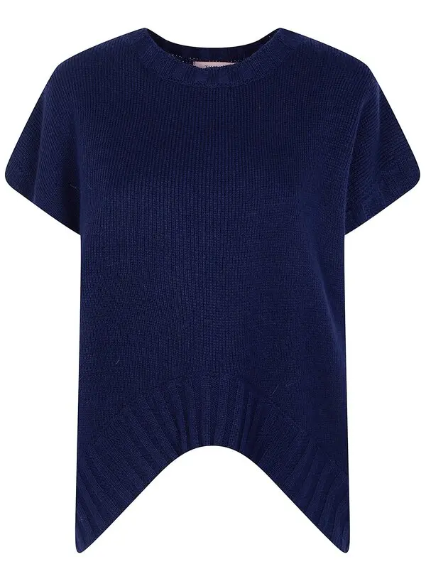 TWINSET Sleeveless Wool Sweater With Ribbed Details - Blue