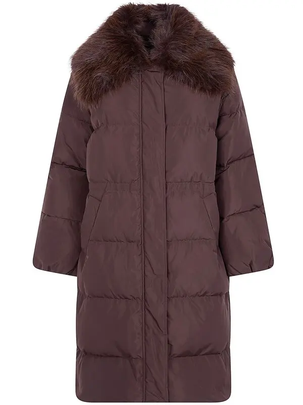 TWINSET Windbreaker Faux Fur Neck Coat