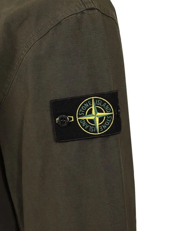 Stone Island Organic Cotton Ripstop Hooded Overshirt - Gray