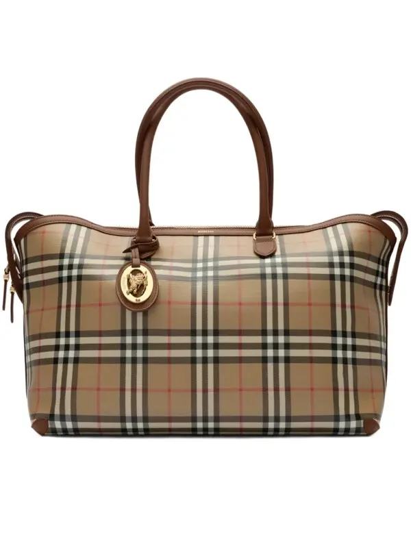 Burberry Medium Check Tote Bag With Zipper