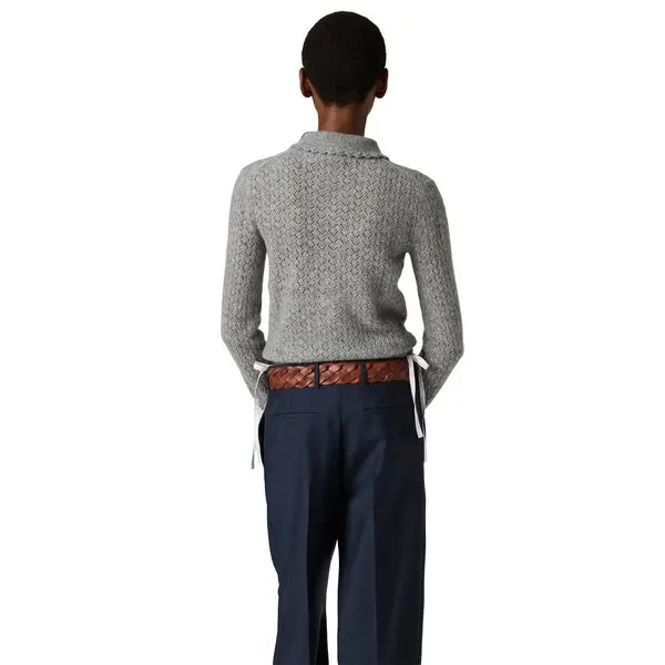 Miu Miu Cashmere And Silk Pointelle Cardigan - Grey
