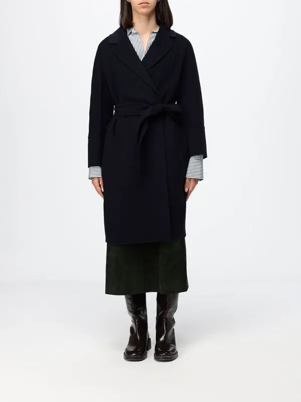 Max Mara Wool Robe Coat - Navy