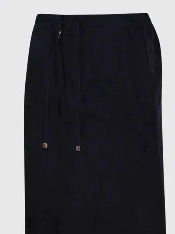 Max Mara Suede Leather A-line Midi Skirt - Blue