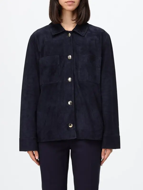 Max Mara Abisso Suede Lambskin Shirt Jacket - Blue