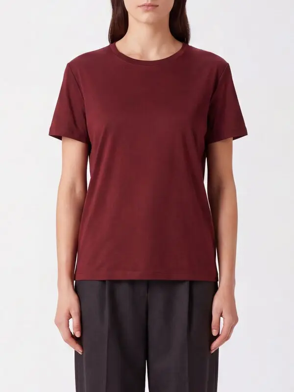 Max Mara Crewneck T-shirt In Cotton Blend With Dropped Shoulders - Red