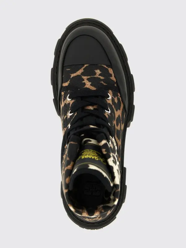 GANNI Animalier Print Organic Cotton Lace-up Combat Boots With Lug Sole - Multicolor