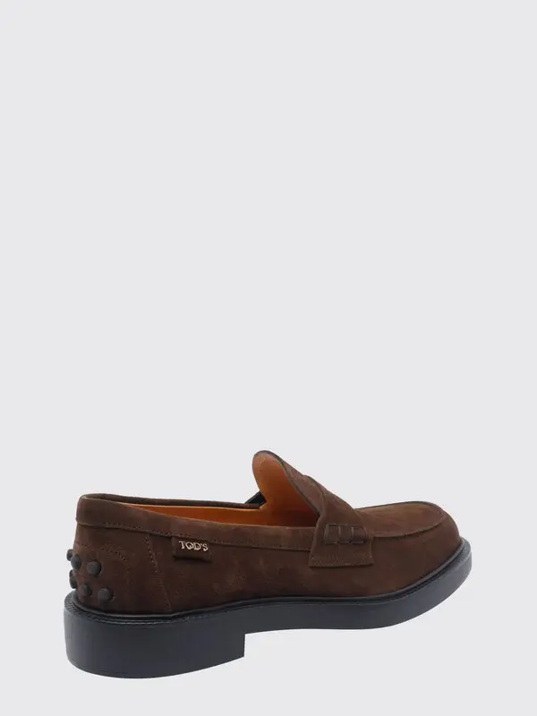 TOD'S Suede Calf Leather Loafers With Rubber Pebbles - Brown