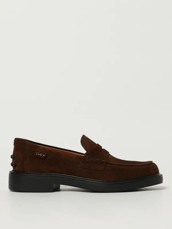 TOD'S Suede Calf Leather Loafers With Rubber Pebbles - Dark