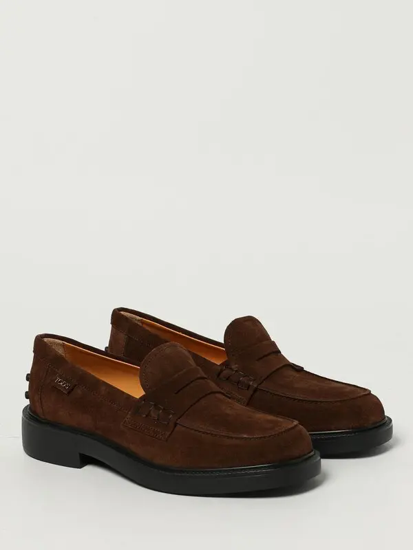 TOD'S Suede Calf Leather Loafers With Rubber Pebbles - Dark