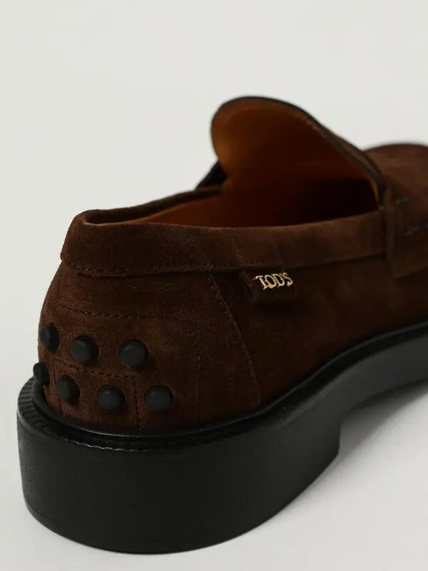 TOD'S Suede Calf Leather Loafers With Rubber Pebbles - Dark