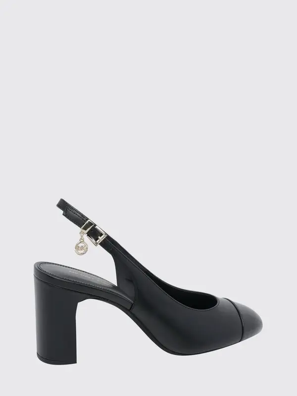 Michael Kors Piper Leather Slingback Pumps With Patent Cap Toe And Block Heel