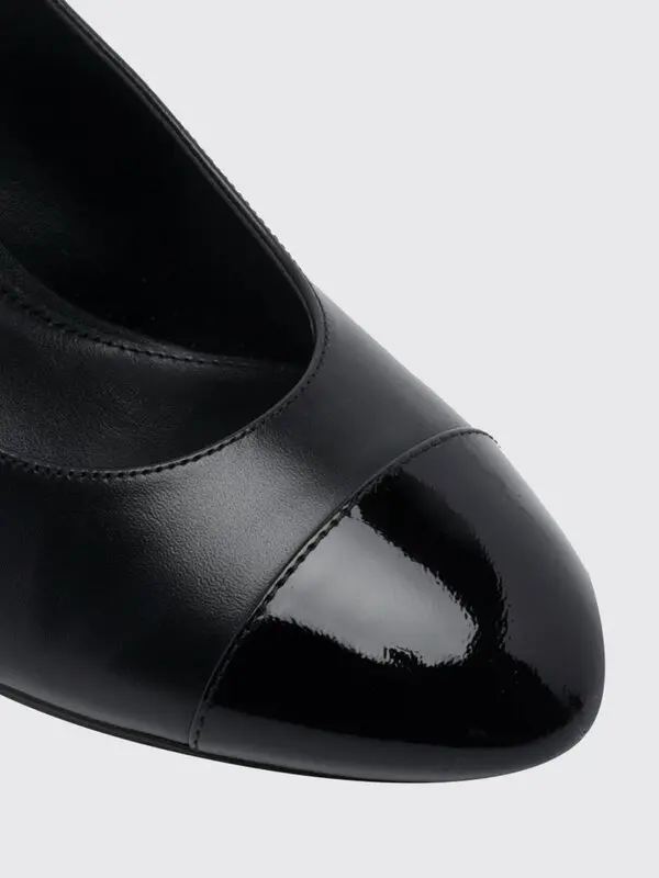 Michael Kors Piper Leather Slingback Pumps With Patent Cap Toe And Block Heel