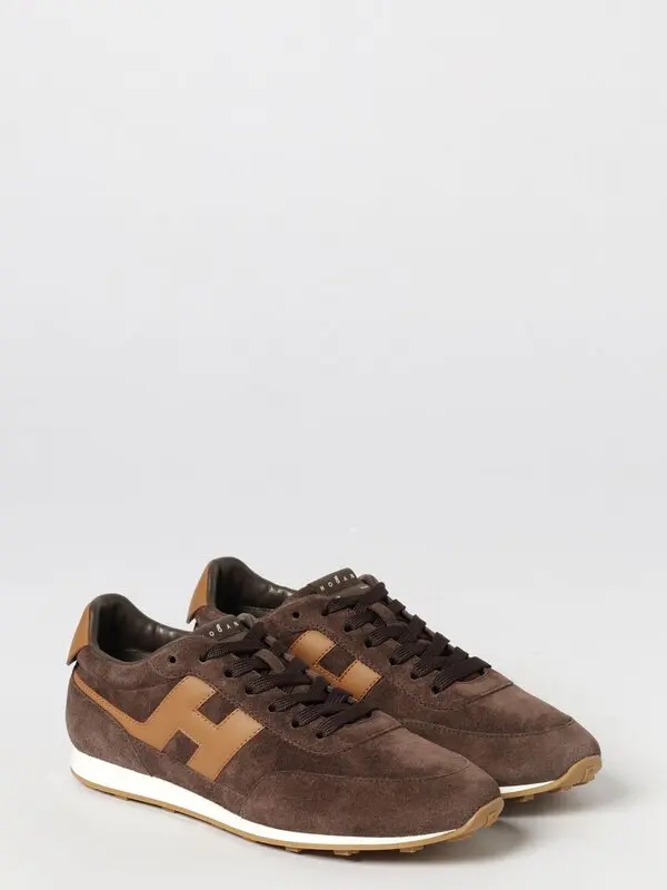 Hogan H699 Sneakers In Calfskin And Suede With Notched Sole - Black