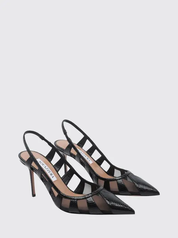 AQUAZZURA Python-print Mesh Nylon Slingback Stiletto Pumps