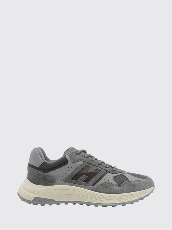 Hogan Hyperlight Leather And Nylon Trainers With Chunky Sole - Grey