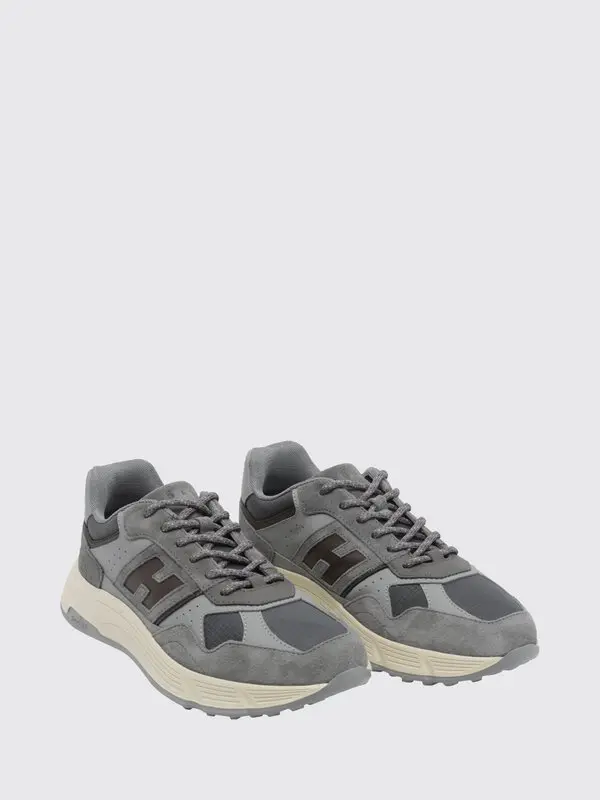 Hogan Hyperlight Leather And Nylon Trainers With Chunky Sole - Grey