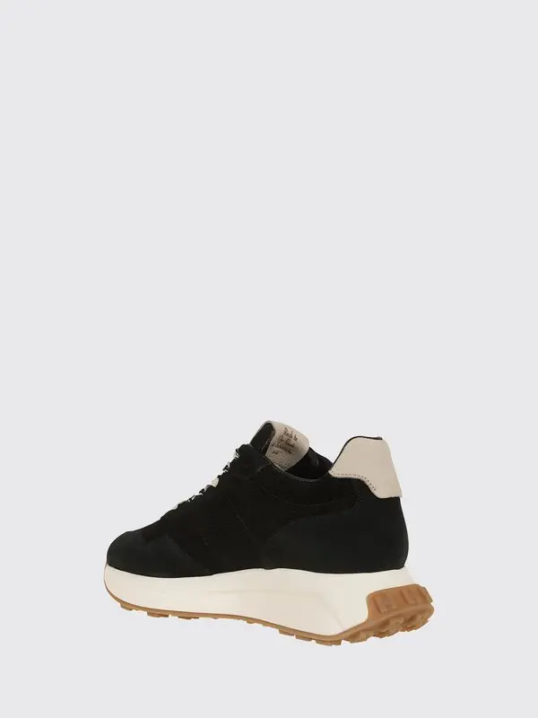 Hogan H641 Sneakers In Calfskin And Suede With Chunky Notched Sole - Black