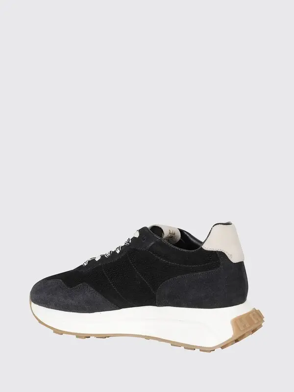 Hogan H641 Sneakers In Calfskin And Suede With Chunky Notched Sole - Navy