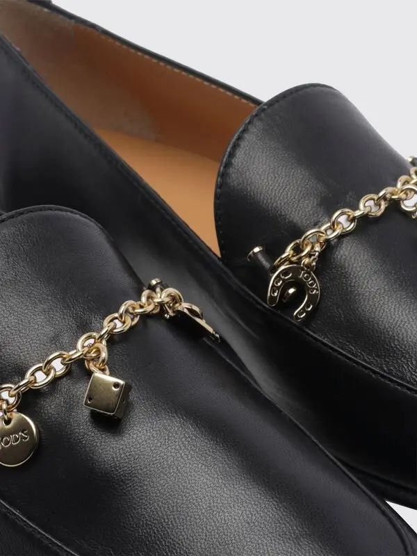 TOD'S Smooth Calfskin Loafers With Metal Mesh Charm