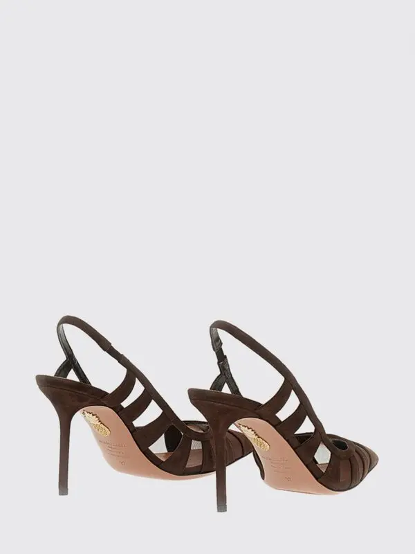 AQUAZZURA Screen Mesh And Suede High-heel Slingback Pumps