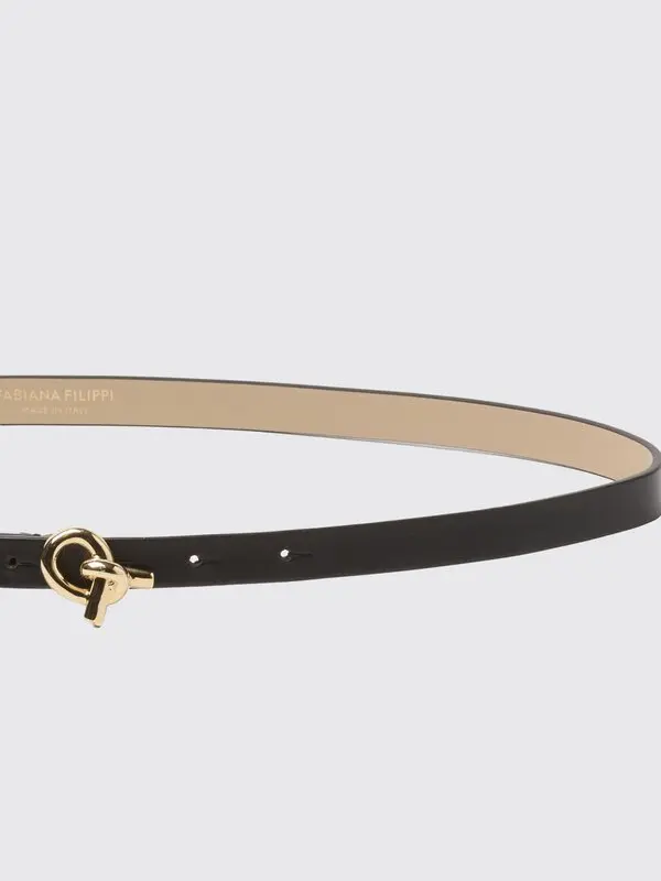 Fabiana Filippi Adjustable Calfskin Leather Belt With Knot Charm - Black