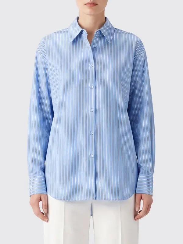 THE FRANKIE SHOP Striped Viscose-blend Shirt - Blue