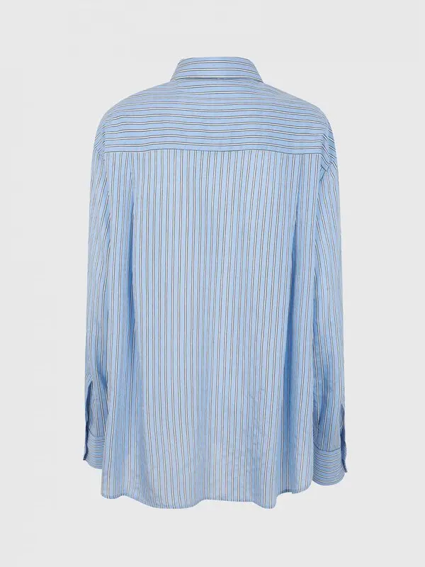 THE FRANKIE SHOP Striped Viscose-blend Shirt - Blue