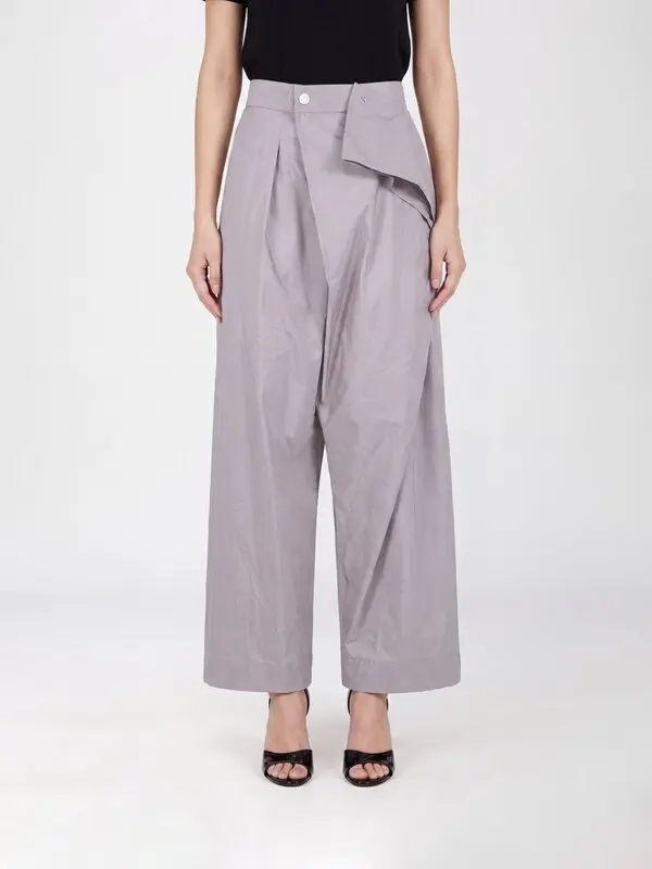 Issey Miyake Akimbo Asymmetric High-waisted Wide-leg Trousers - Grey