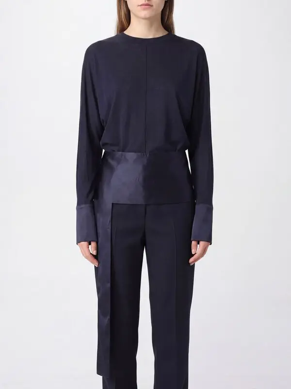 DARKPARK Long Sleeve Top With Satin Detail - Black