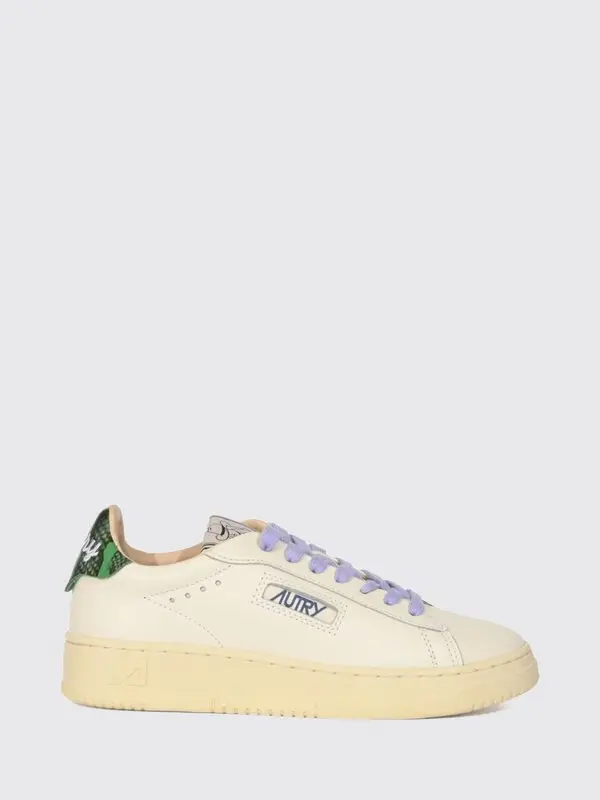 AUTRY Dallas Low Calfskin Trainers With Python-effect Inserts - White 1