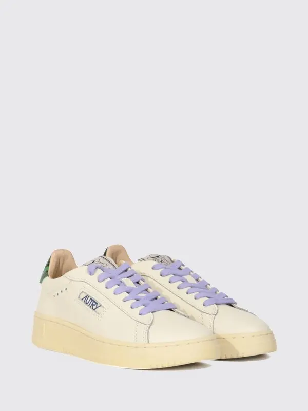 AUTRY Dallas Low Calfskin Trainers With Python-effect Inserts - White 1