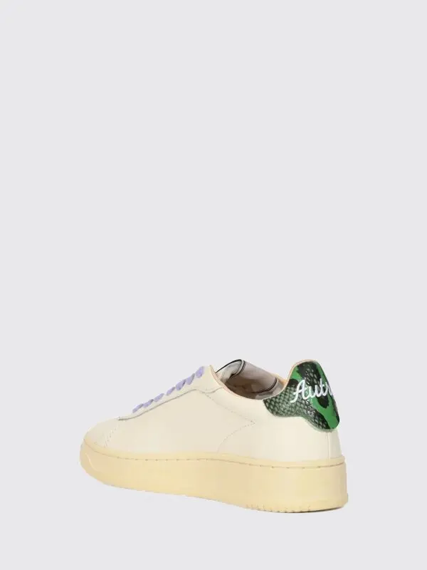 AUTRY Dallas Low Calfskin Trainers With Python-effect Inserts - White 1