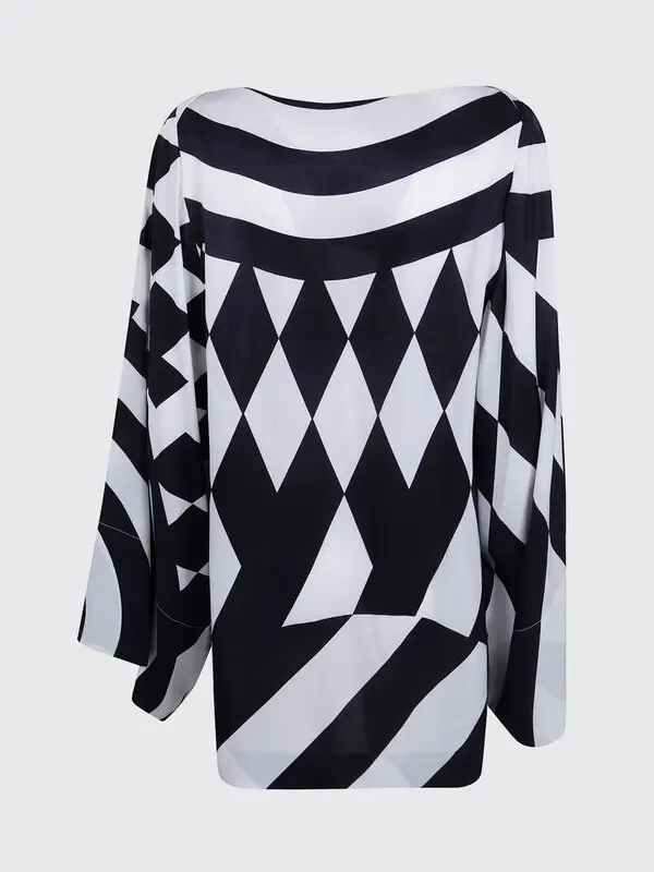 Dries Van Noten Long-sleeved Viscose Blouse With Optical Print - Black